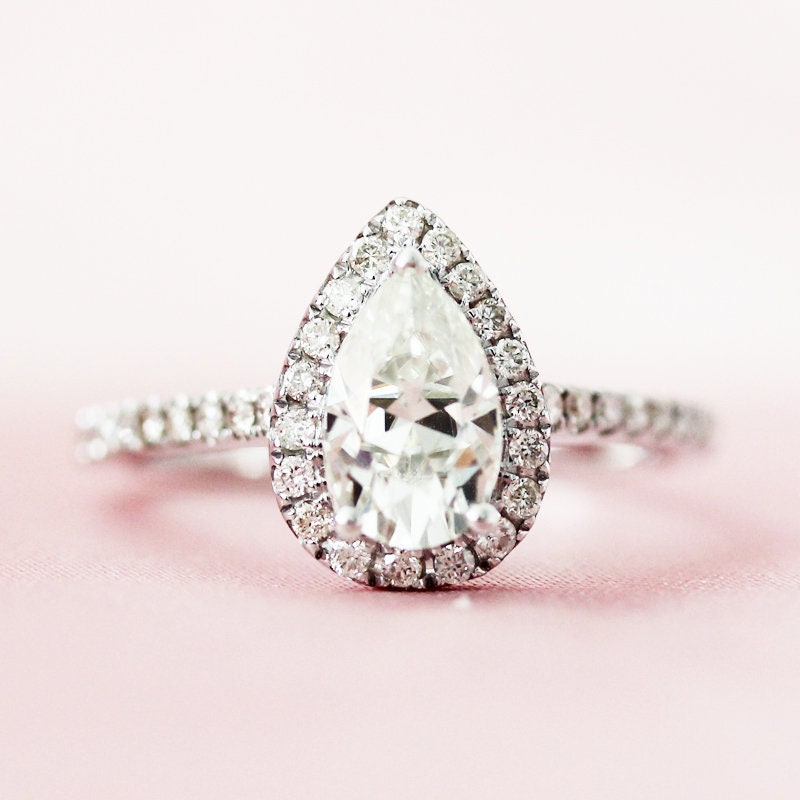 Charles & Colvard Forever One Moissanite Ring 58mm Pear Cut - Etsy