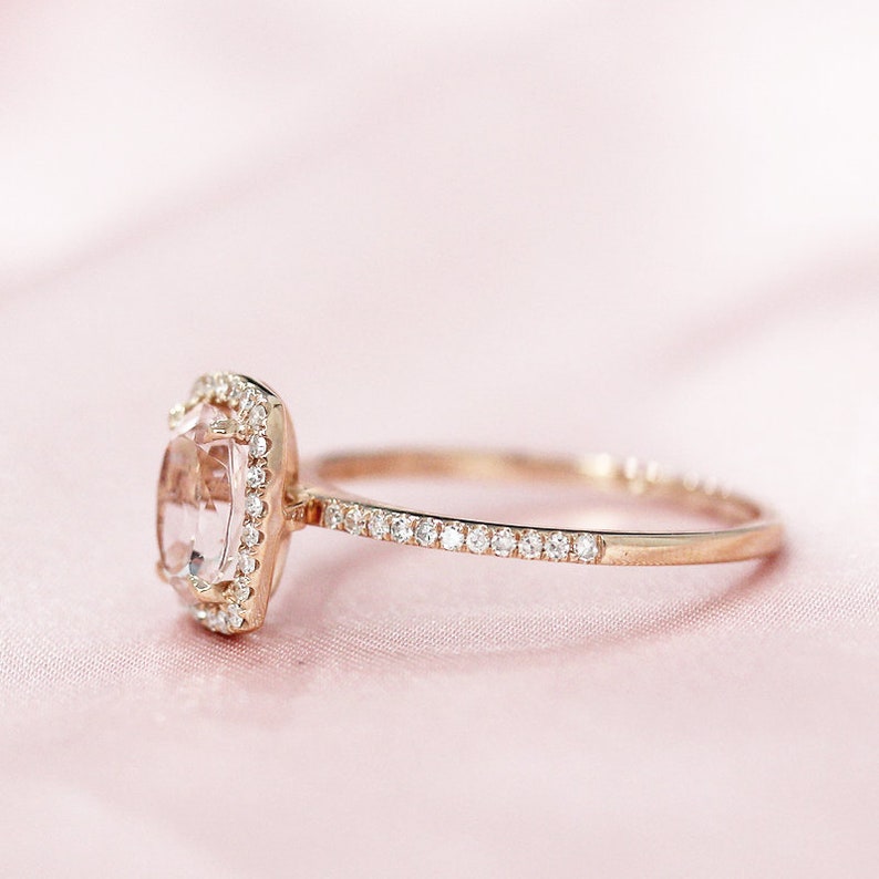 6*8mm Natural Peach Pink VS Morganite Engagement Ring Oval Cut Ring ...