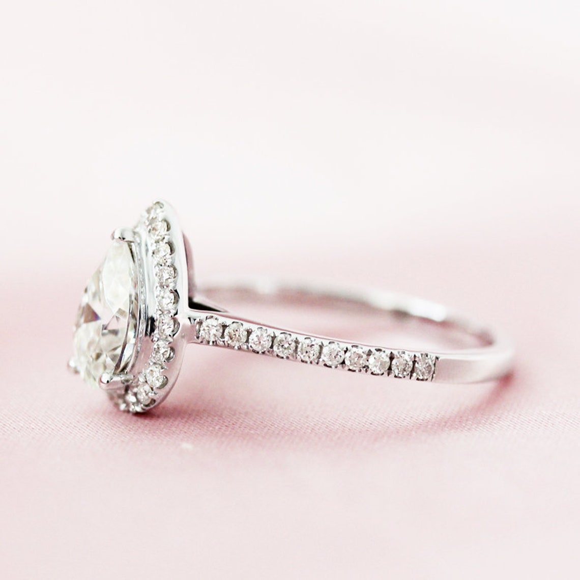 Charles & Colvard Forever One Moissanite Ring 58mm Pear Cut - Etsy