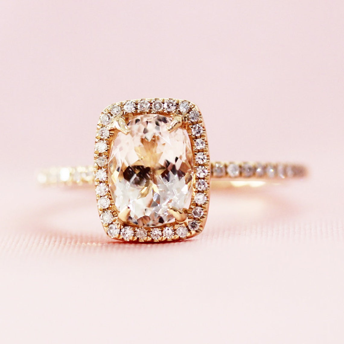 6*8mm Natural Peach Pink VS Morganite Engagement Ring Oval Cut Ring ...