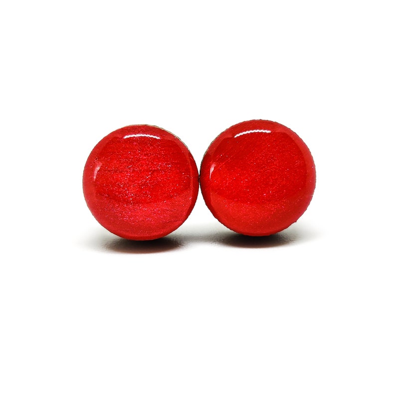 Red Stud Earrings - Etsy