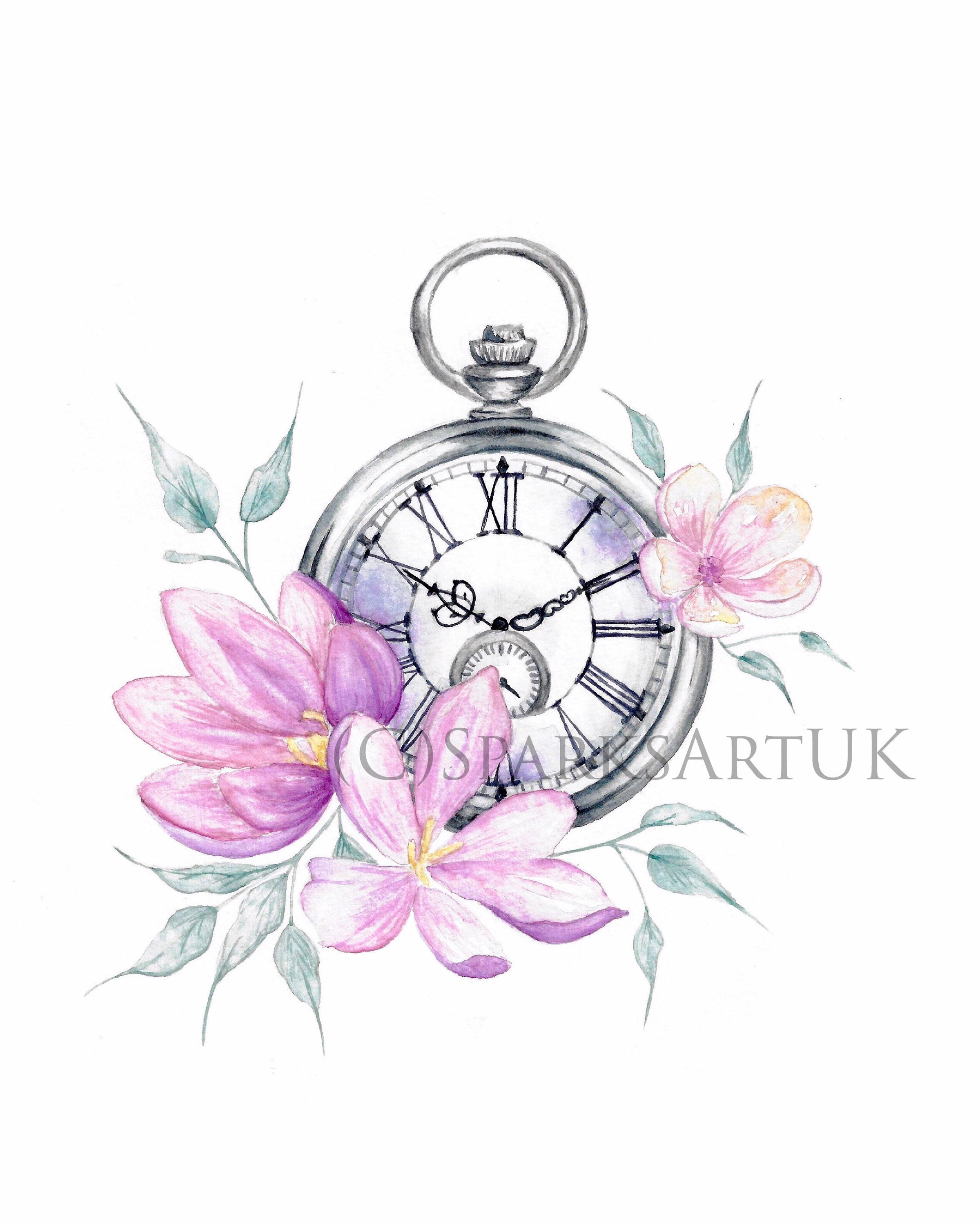 Pocket Watch and Flowers - Stunning Fine Art Print of Original ...