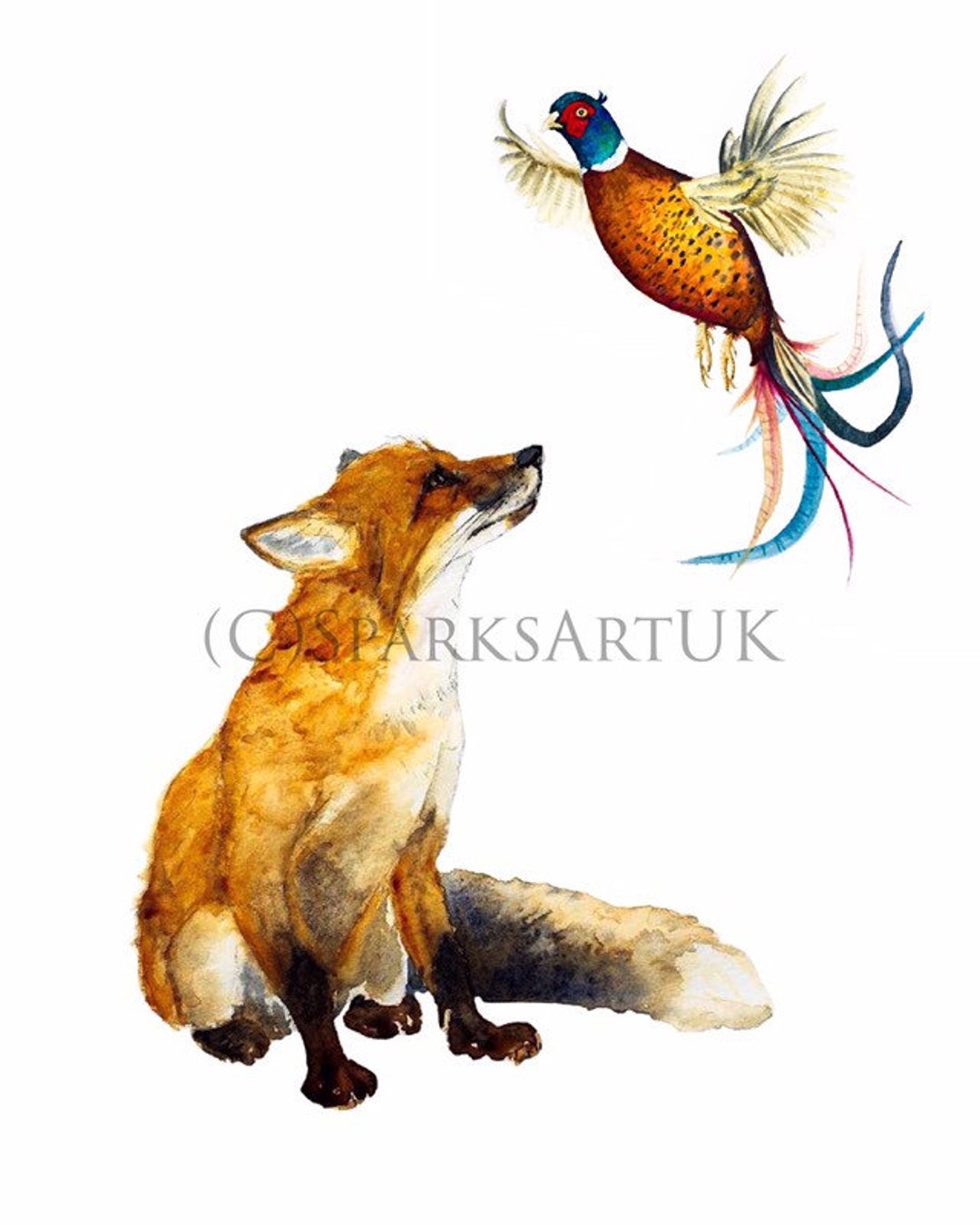 Fearless Fox and Pheasant - Beautiful Fine Art Giclee Print of Original ...