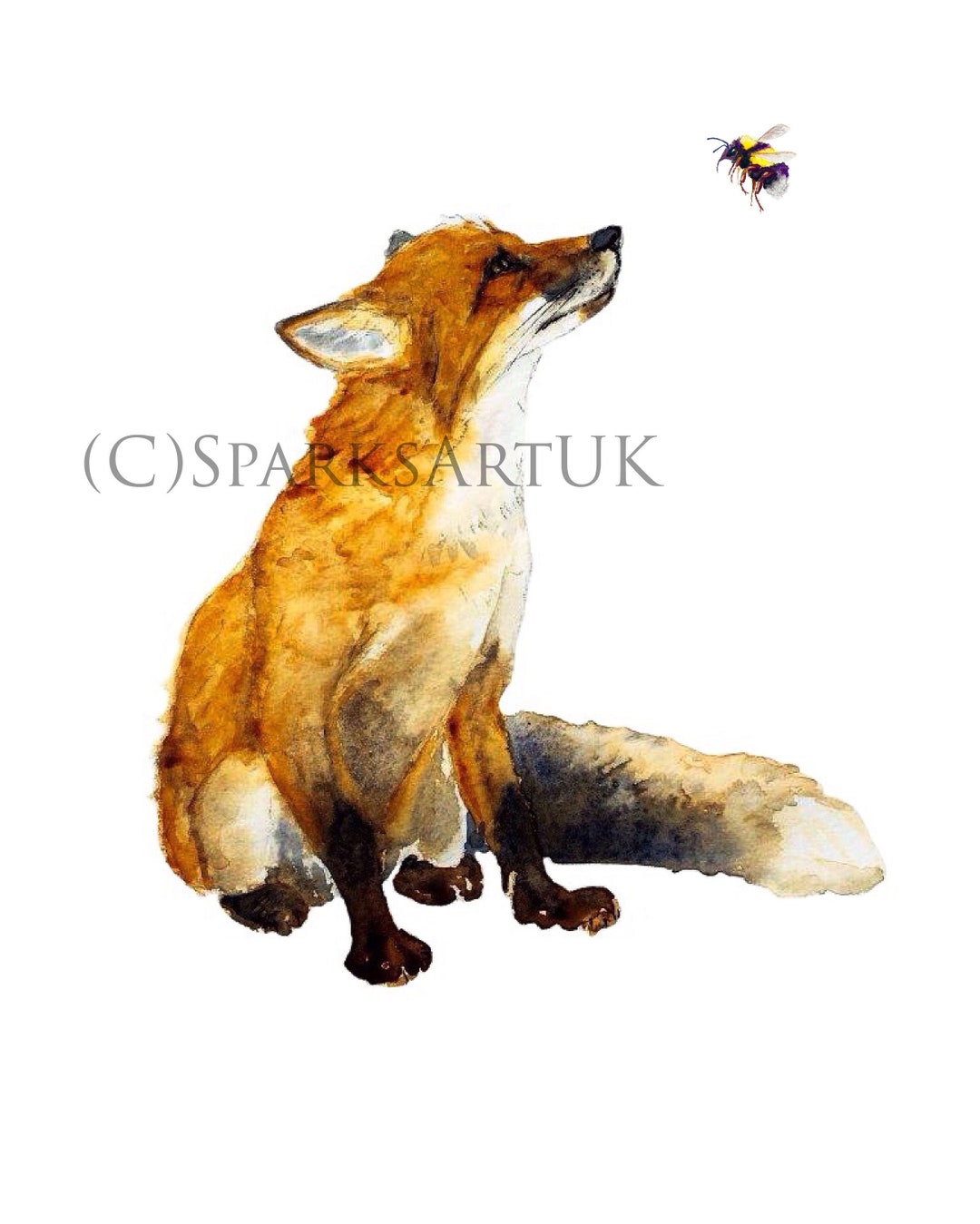 Fearless Fox and Bee Beautiful Giclee Print of Original Watercolour ...