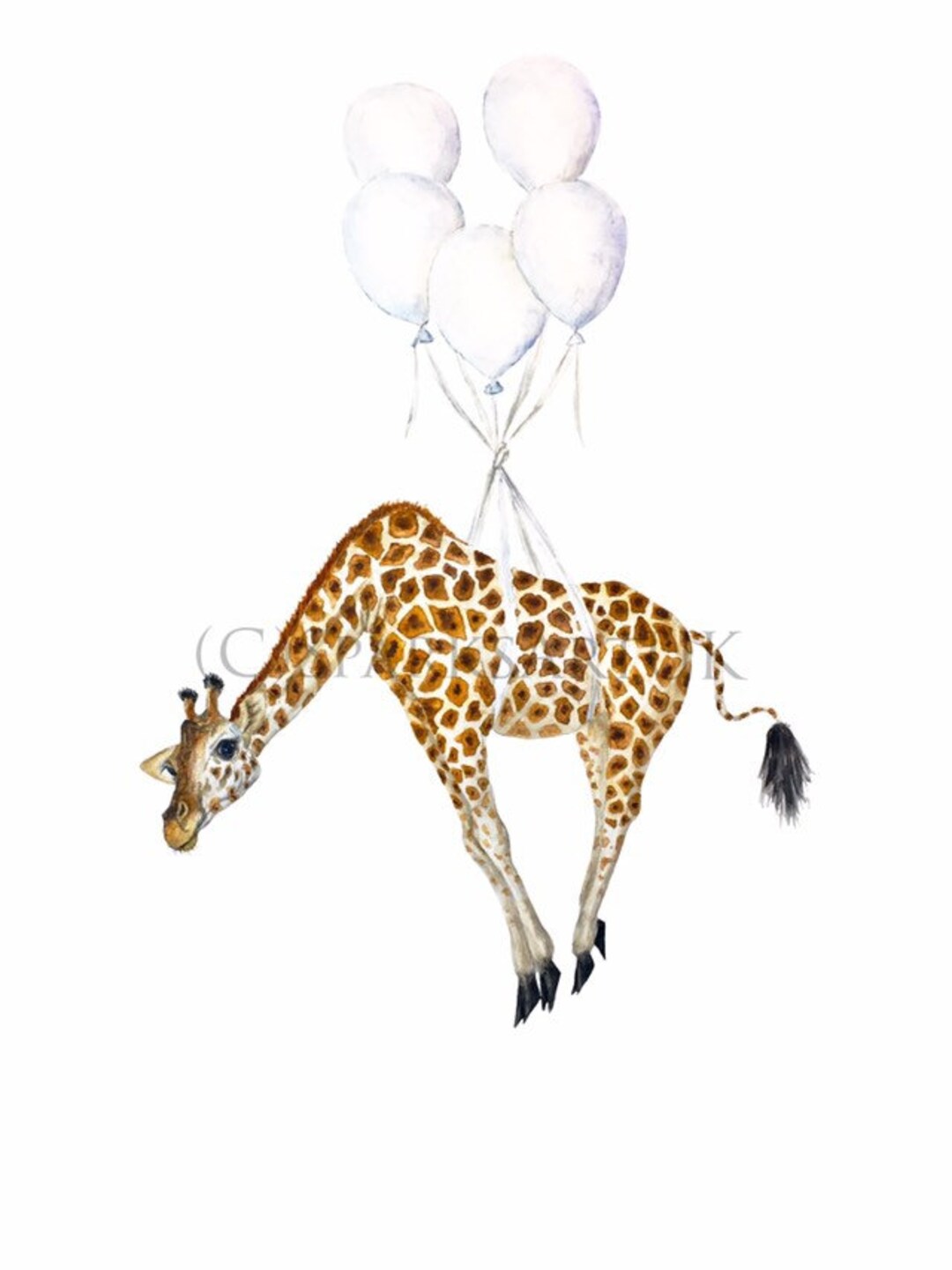 Lifted giraffe and Balloons Gorgeous Fine Art Giclee Print If Original ...