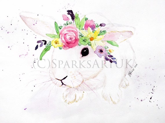 White Bunny Rabbit With Flower Crown | Etsy