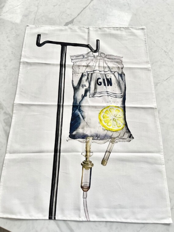 Gin Drip gin and Tonic IV Stunning Art Kitchen Cloth Tea | Etsy
