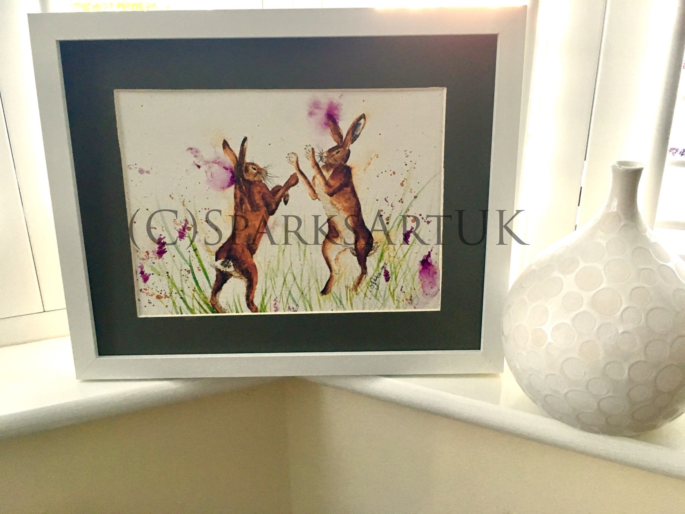Boxing Mad March Hares - Print of Original Watercolour Painting - Etsy