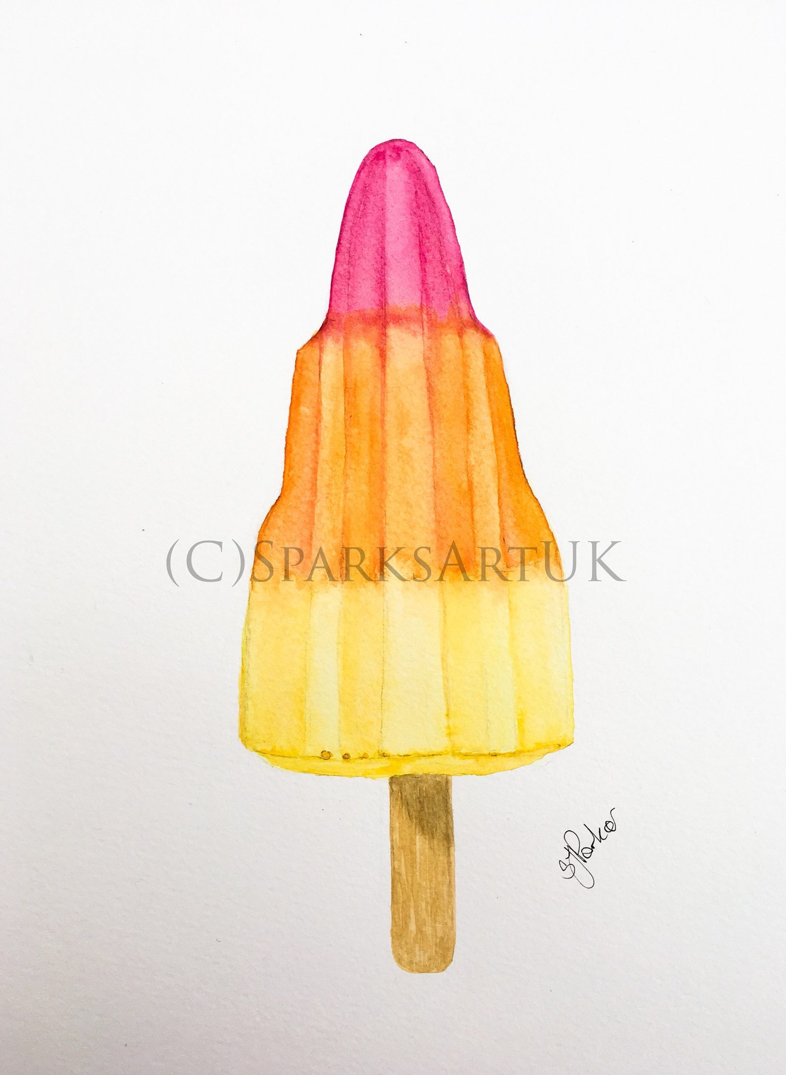 Rocket Ice Lolly - Print of Original Watercolour Painting - Etsy