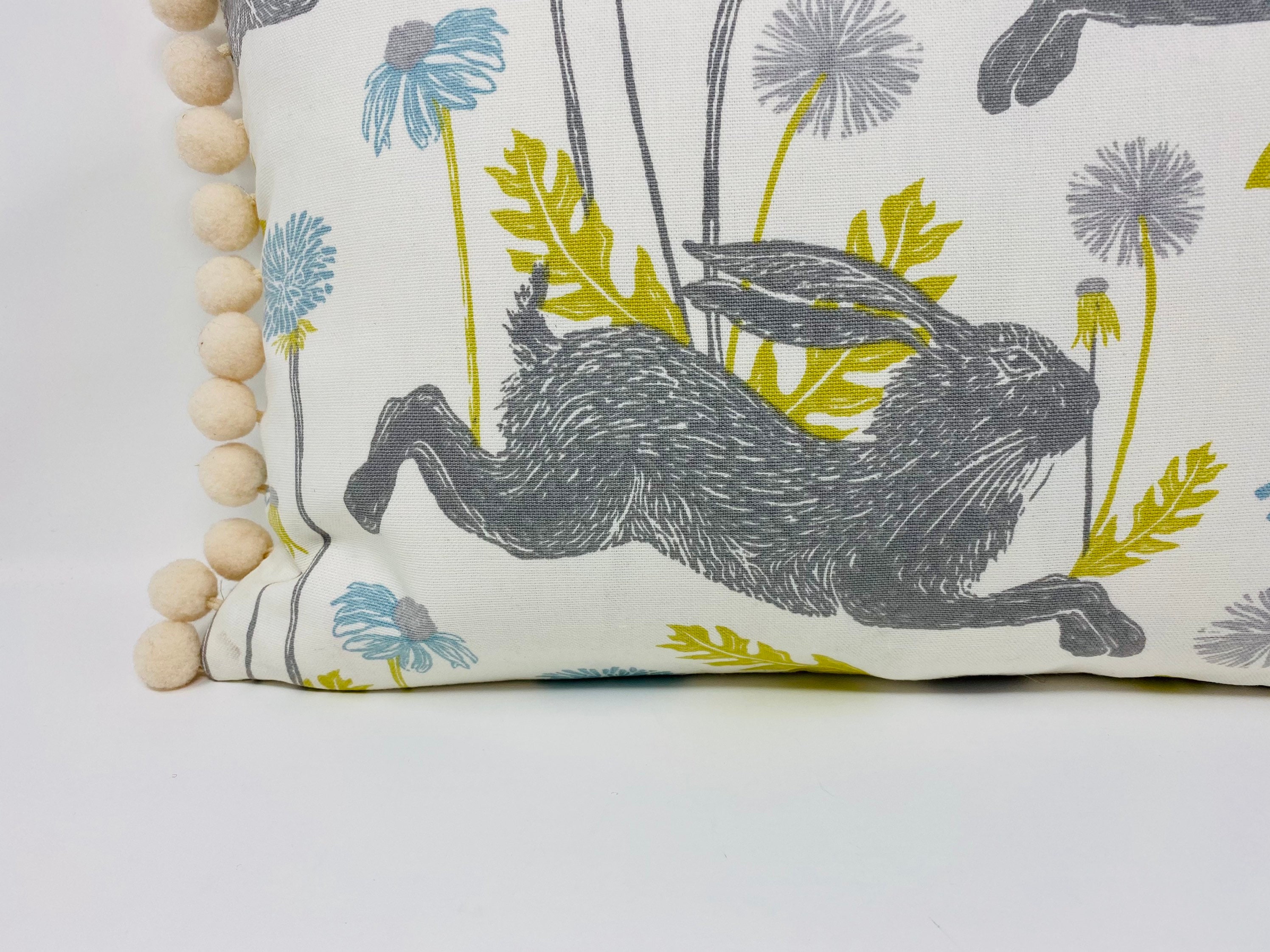 Pom Pom Hare Cushion Rabbit Cushion Cover Double Sided Pom - Etsy UK