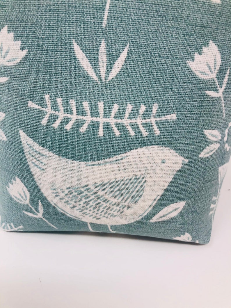 Scandi Sea Green Bird Door Stop, Bird Print, Green Heavy Cotton Fabric ...