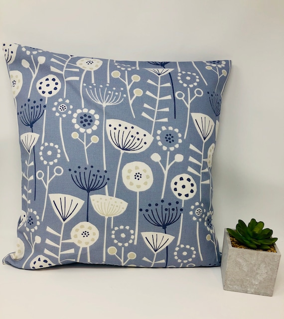 Scandi Blue Flower Cushion Cover Blue and White Cushion | Etsy UK
