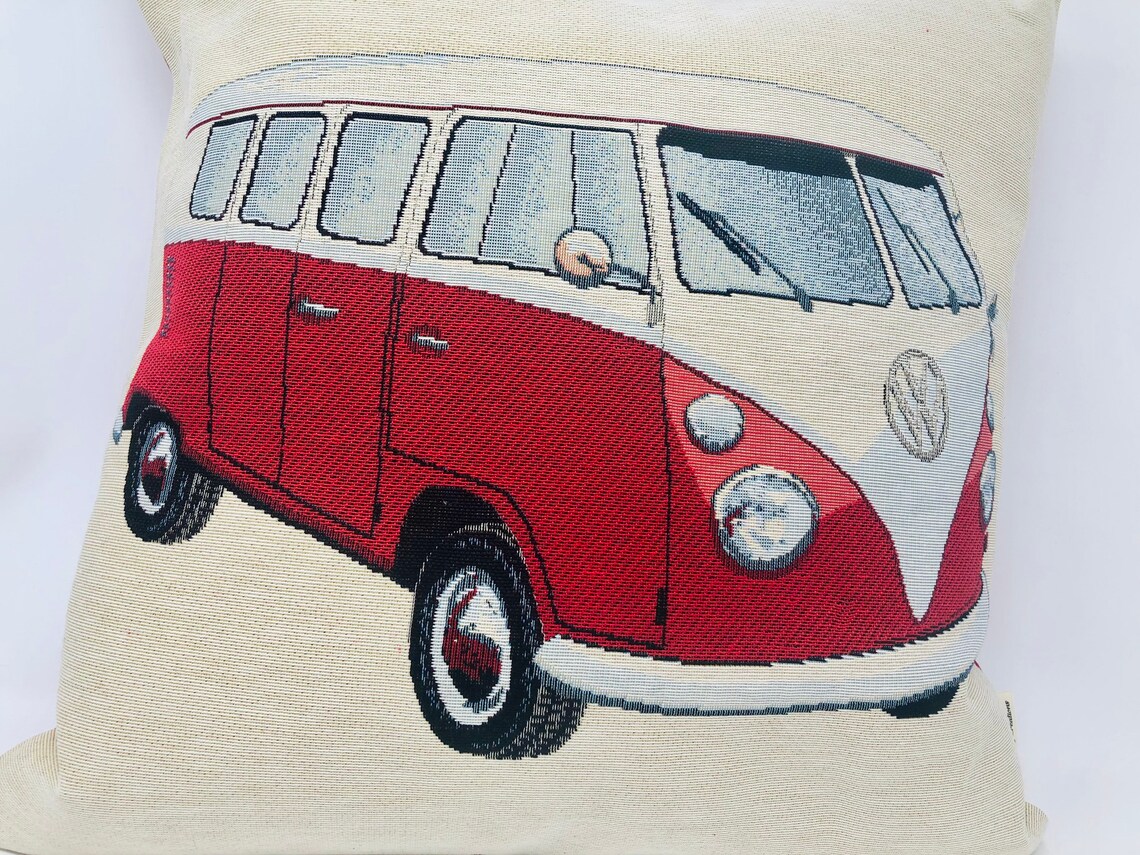 Red Camper Van Cushion Classic VW Car Pillow Tapestry | Etsy UK