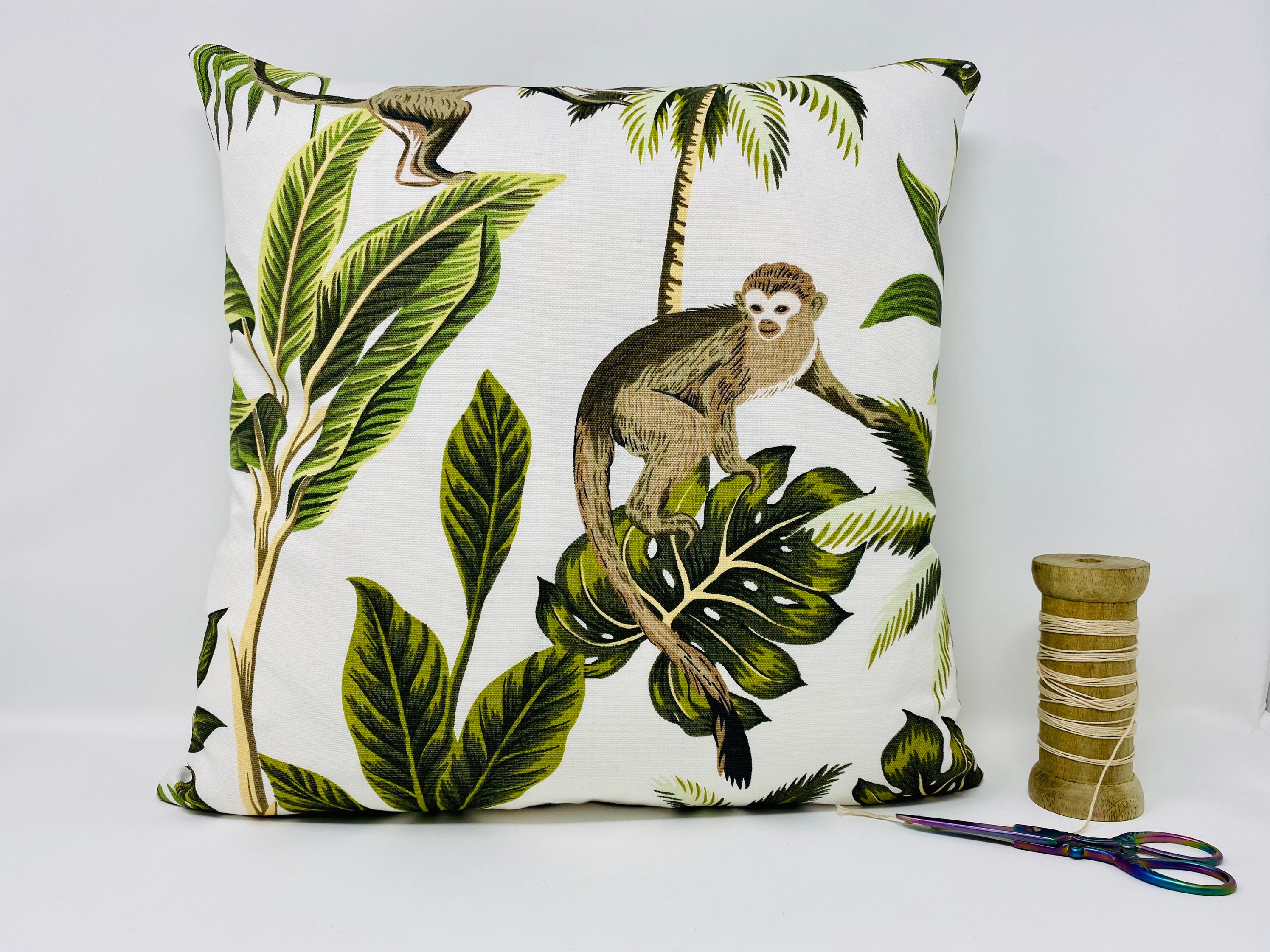 Tropical Monkey Cushion, Safari Cushion Cover, Duck Feather Pillow, 100 ...