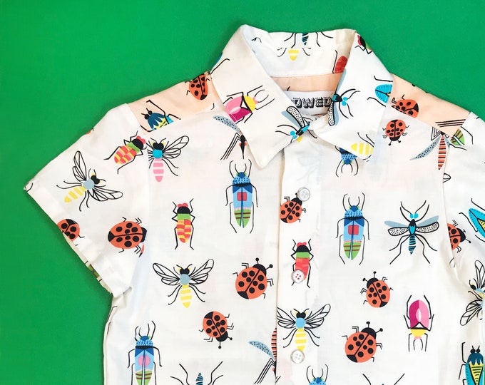 Bugz Button Down Bugs Shirt for Boys and Girls Colorful Insect Kids ...