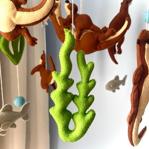 Playful Otters Baby Mobile - Hand-stitched River Animals & Fish - Blue ...
