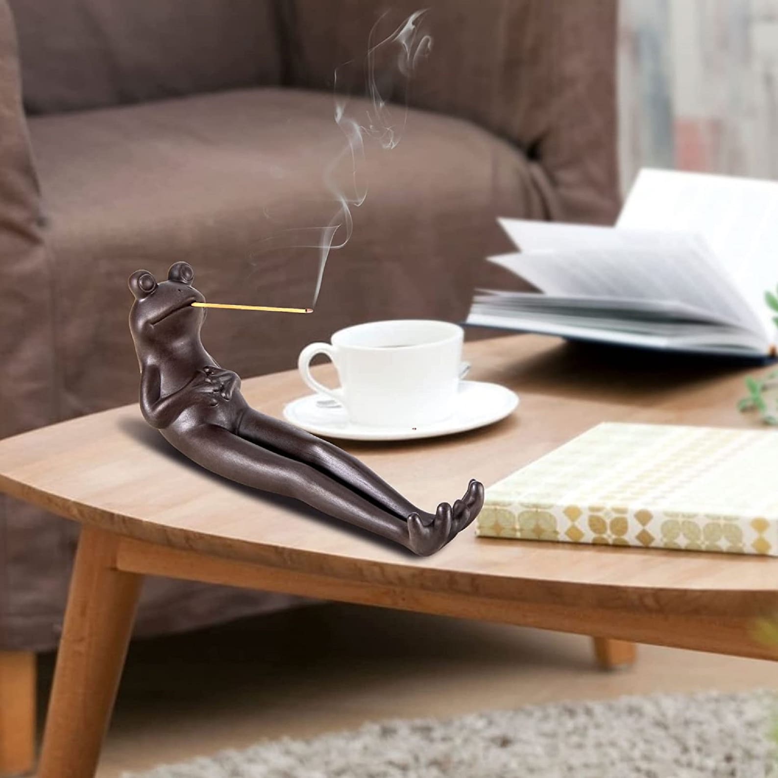 Frog Incense Stick Holder, Ceramic Purple Sand Incense Holder Frog With ...