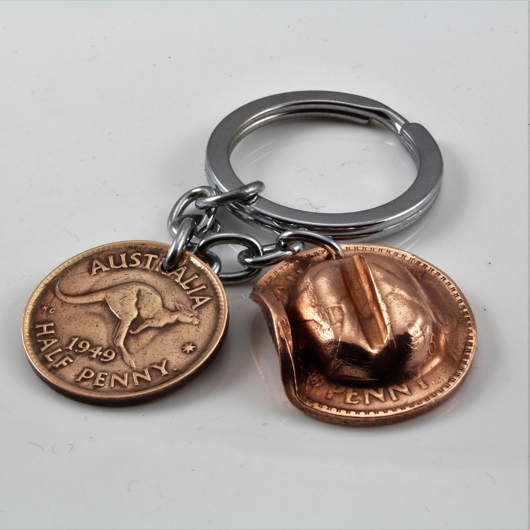 Australian Diggers Slouch Hat One Penny With Half Penny Key Ring - Etsy