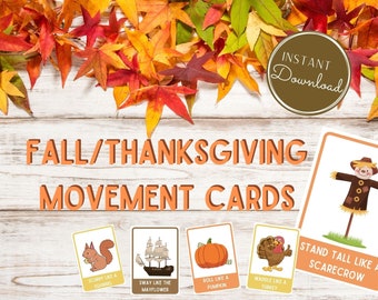 Fall Movement Cards & Dice | Printable Autumn Activity Flashcards for ...