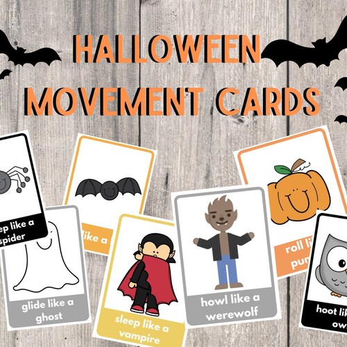 Halloween Movement Cards for Kids - Etsy