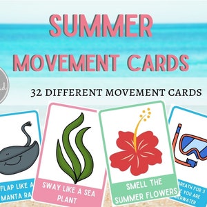 Summer Movement Cards for Kids Toddler Activity Summer - Etsy