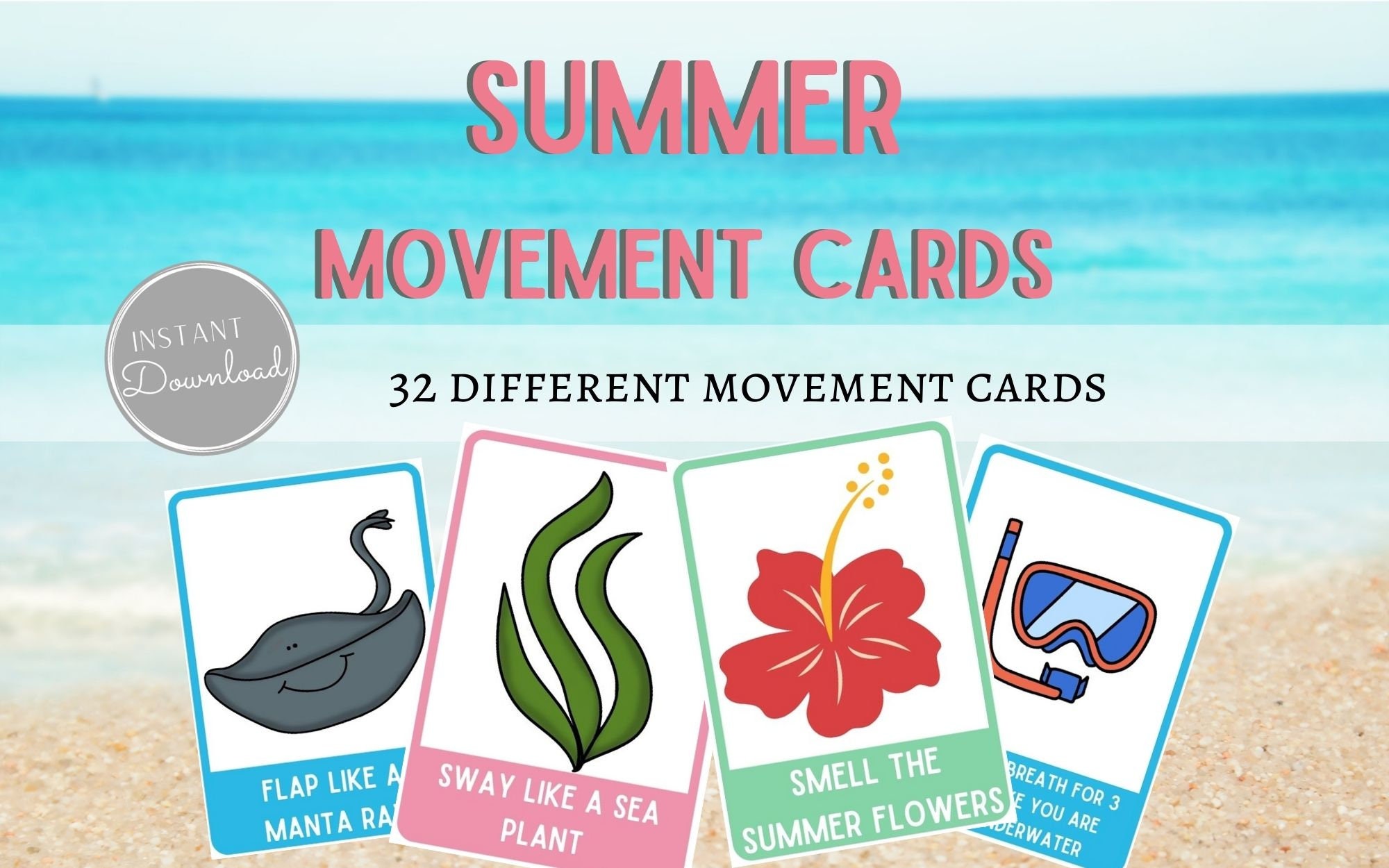 Summer Movement Cards for Kids | Toddler Activity | Summer Activity ...
