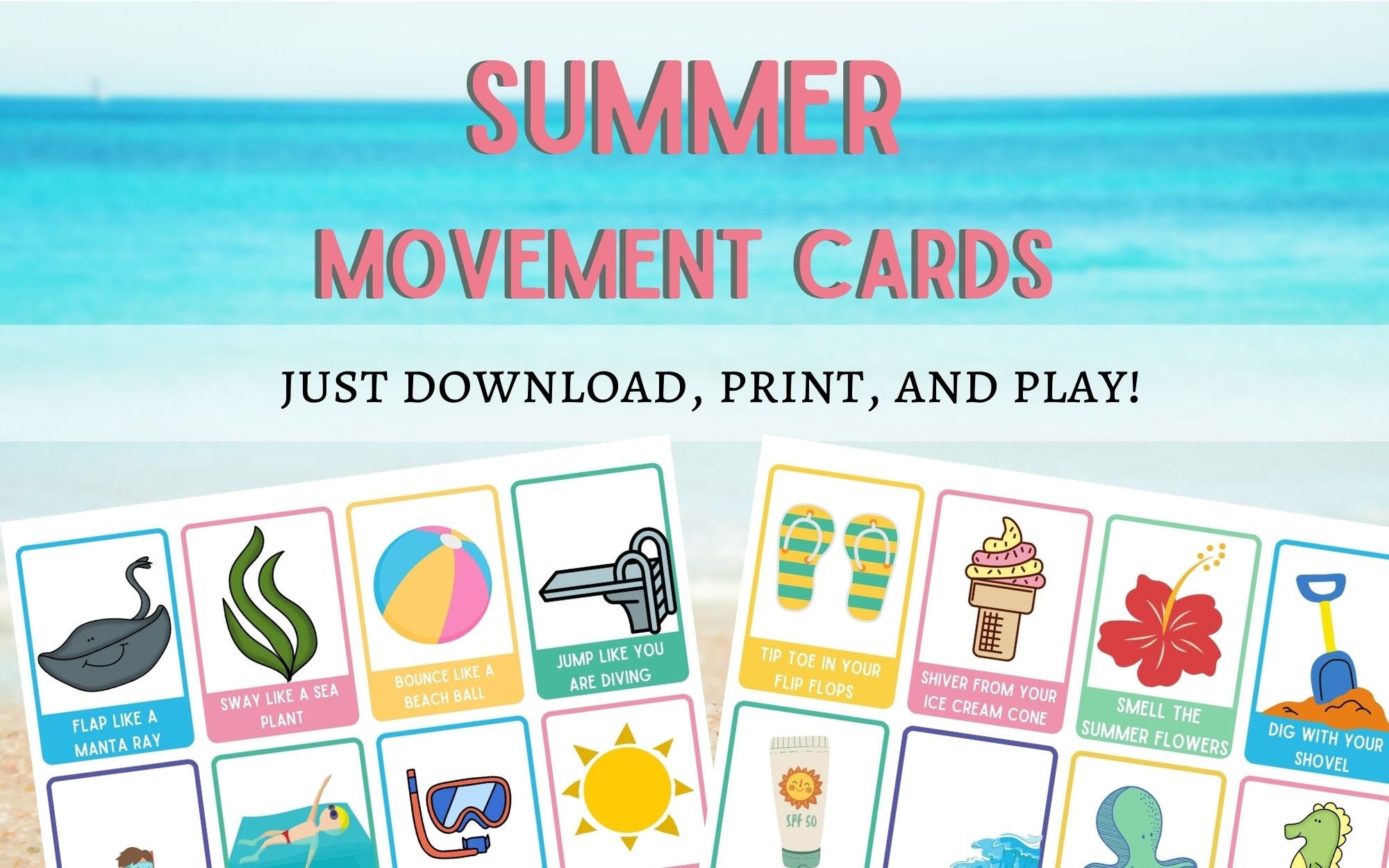 Summer Movement Cards for Kids | Toddler Activity | Summer Activity ...