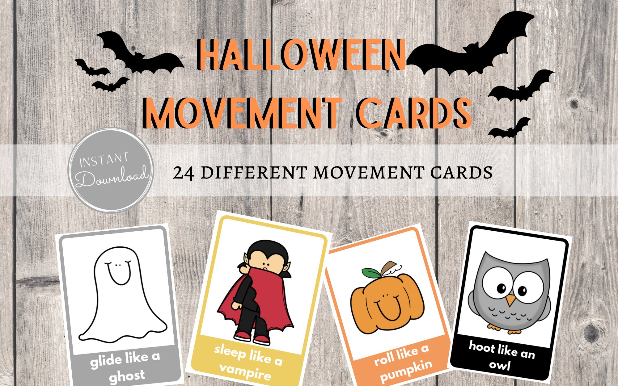 Halloween Movement Cards for Kids - Etsy