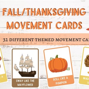 Fall/thanksgiving Movement Cards for Kids - Etsy
