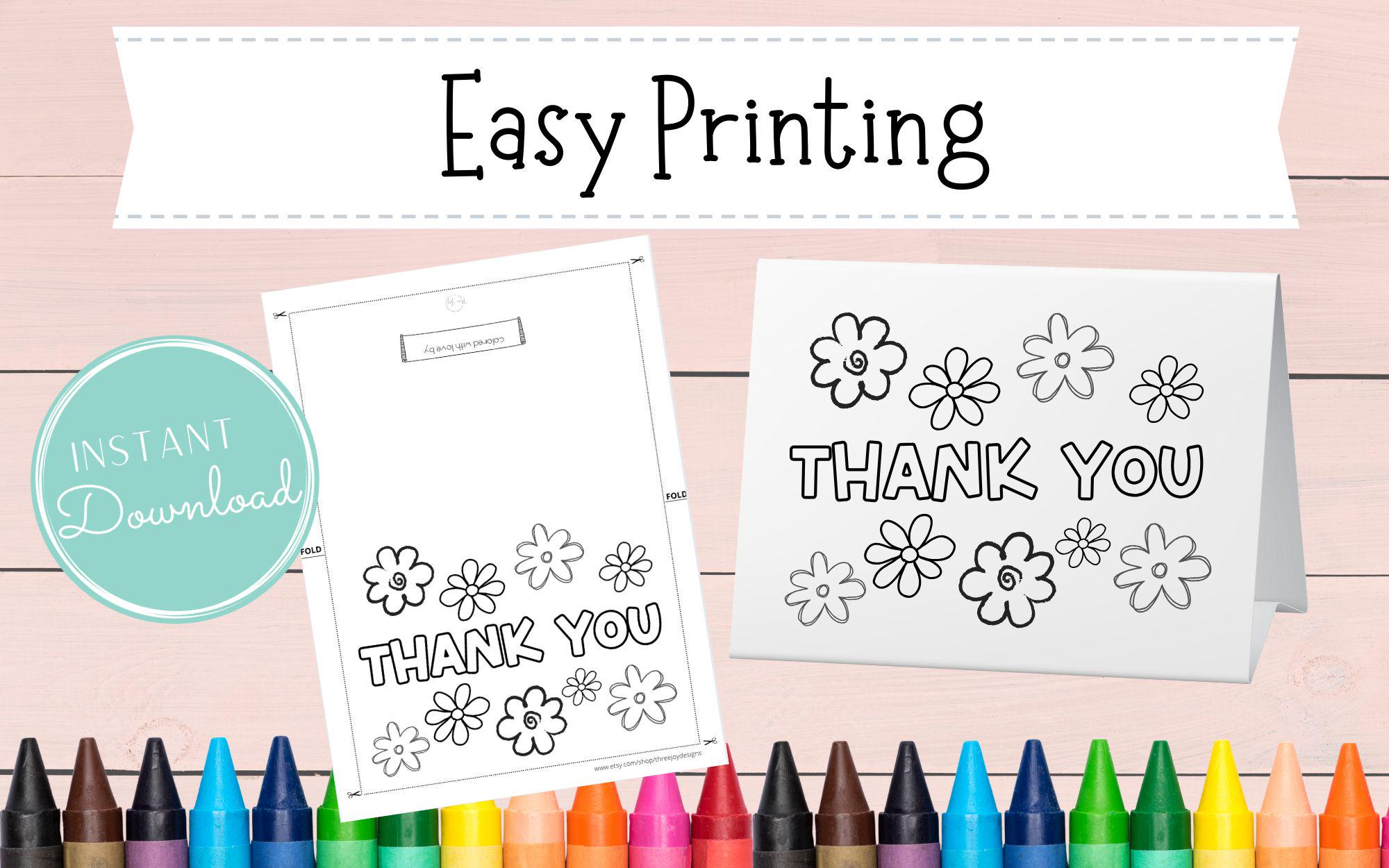 Color in Thank You Cards | Thank You Printable | Thank You Card Bundle ...