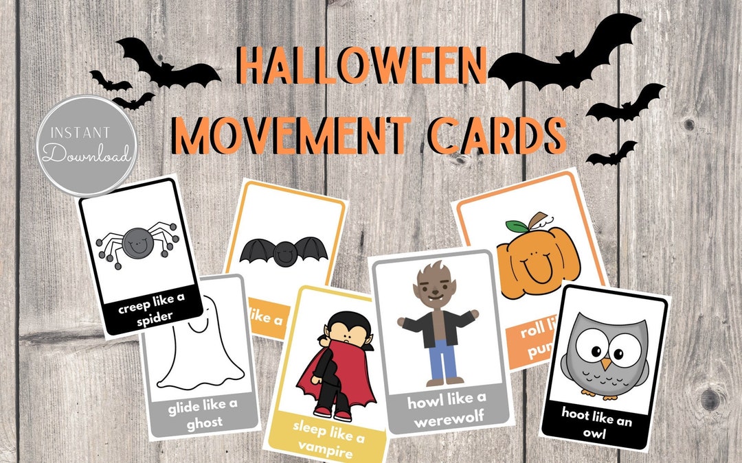 Halloween Movement Cards for Kids - Etsy