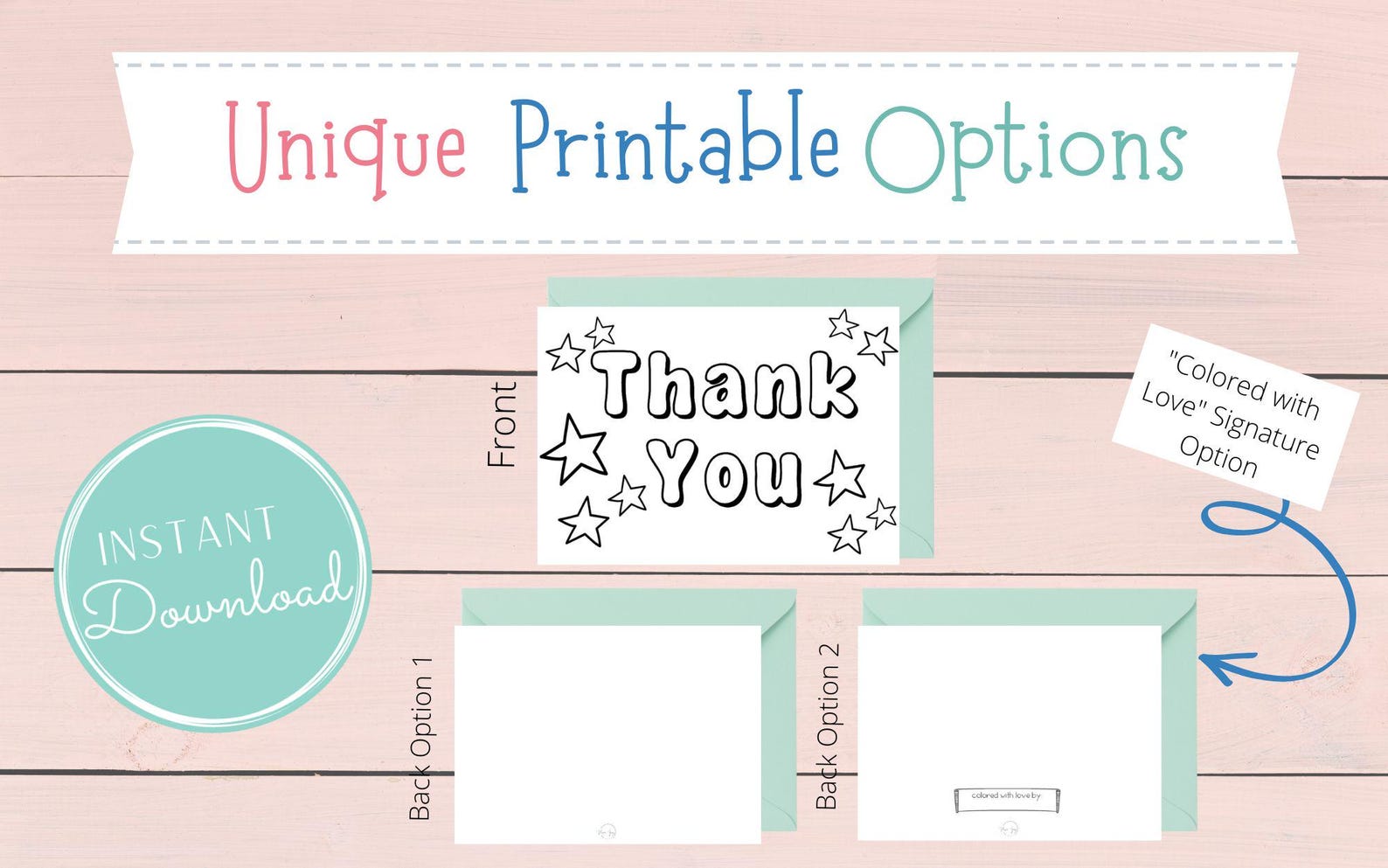 Color in Thank You Cards | Thank You Printable | Thank You Card Bundle ...
