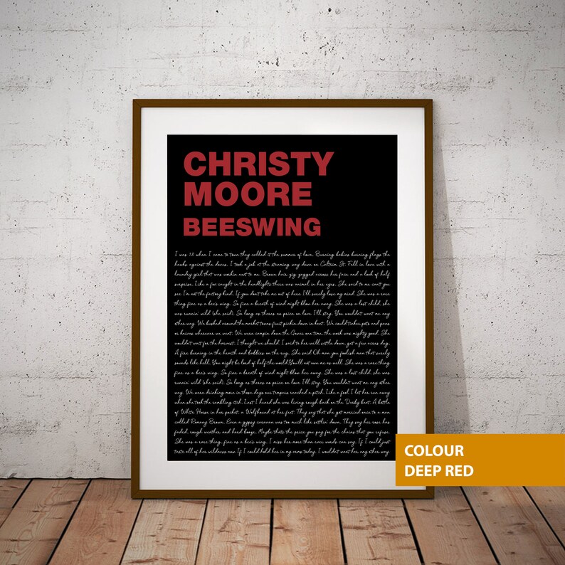 Christy Moore Beeswing Poster Art Print Irish Ireland Song Lyrics ...