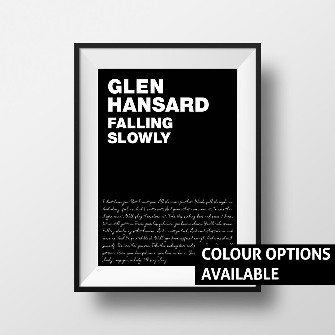 Glen Hansard Falling Slowly Poster Art Print Irish Ireland Song Lyrics ...