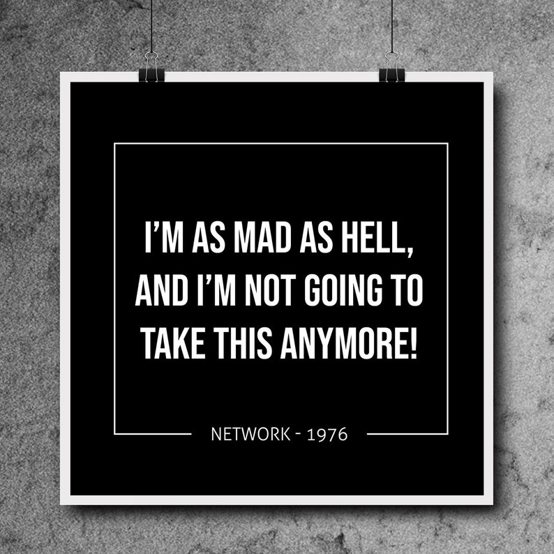 Network 1976 Faye Dunaway Peter Finch Quote Movie Poster Movie - Etsy UK