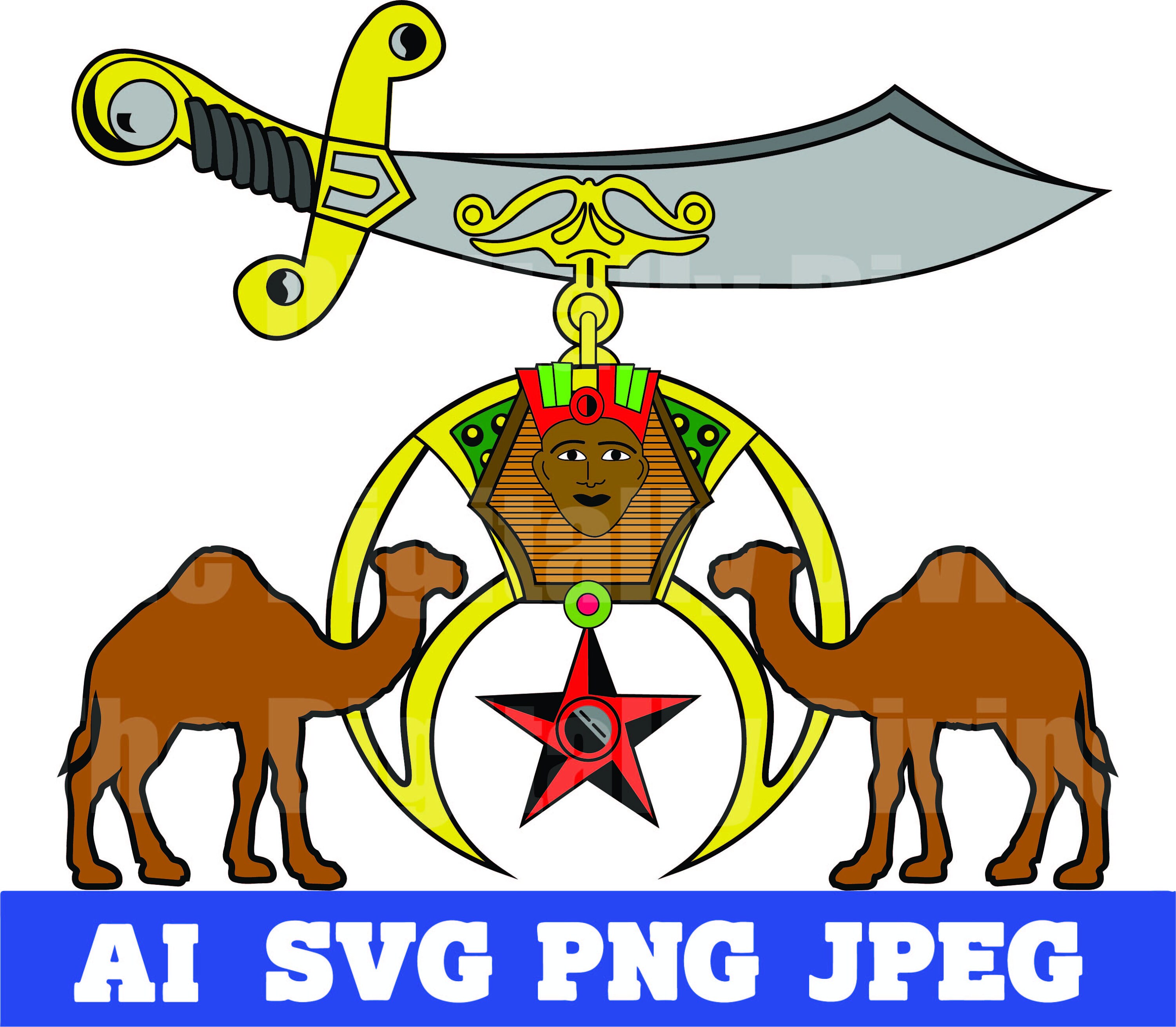 Shriner's Emblem W/ Camels Png pdf Svg Ai - Etsy