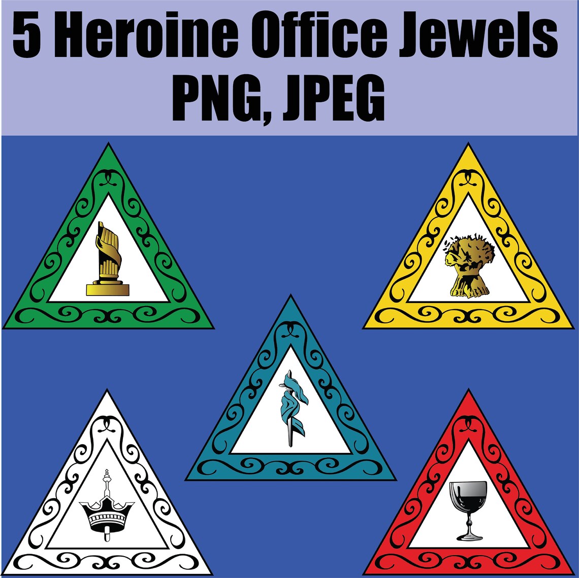 5 Heroine Office Jewels Eastern Star OES Electa Ruth | Etsy