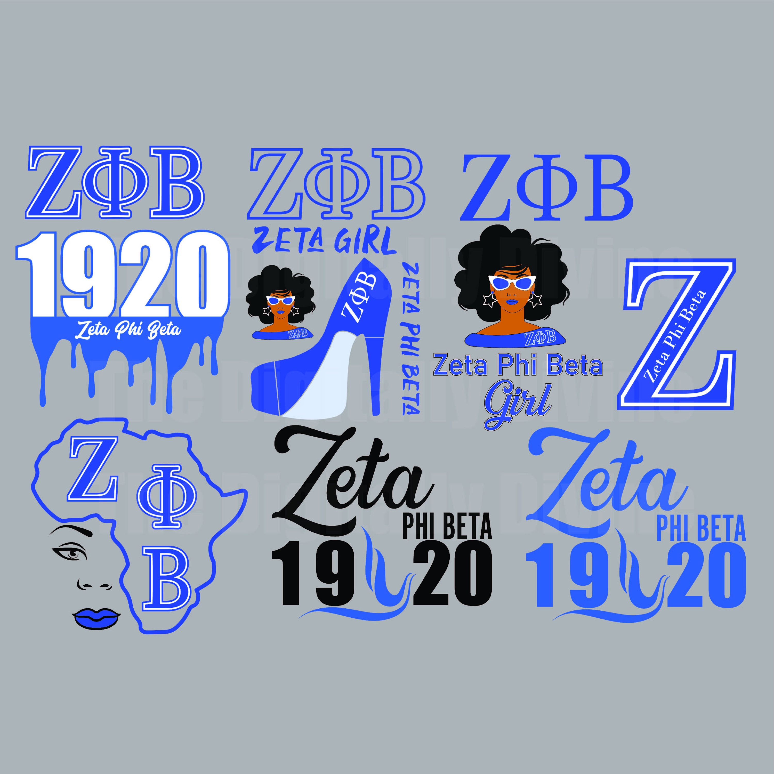 Art & Collectibles Zeta Phi Beta Multi-Pack svg jpeg ai png Clip Art ...