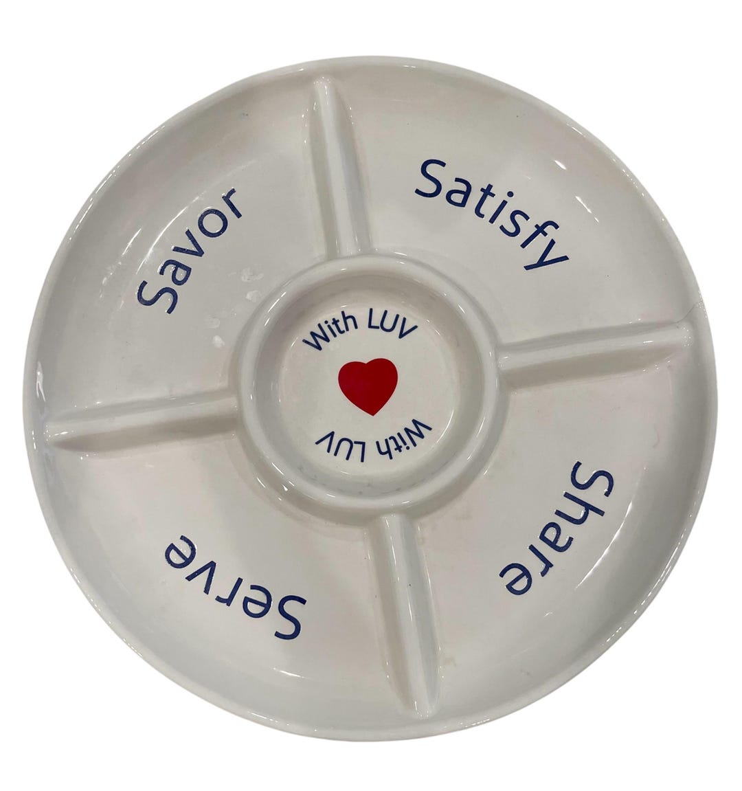 Large Round Ceramic Serving Platter With Dividers - Etsy