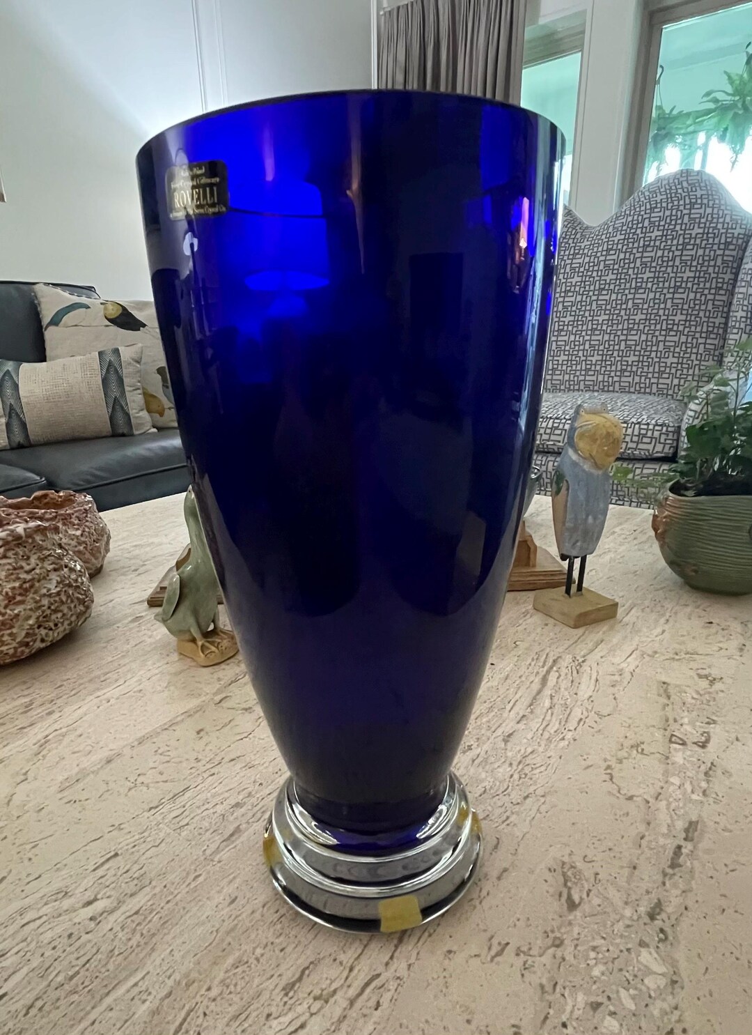Rovelli Large Cobalt Blue Crystal Vase by Swiss Crystal Company Made in ...