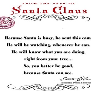 Santa Cam. Santa Cam With Santa Note. Personalized Santa Cam. Christmas ...