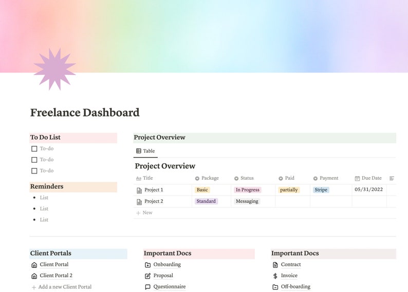 Freelance Notion Dashboard Template Notion Planner for Brand - Etsy