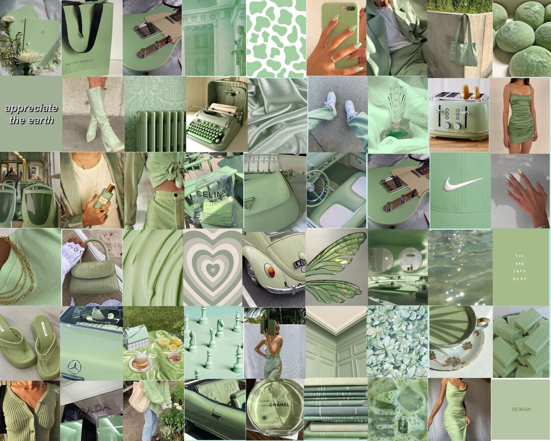 60 Sage Green Aesthetic Wall Collage Kit Digital Download - Etsy