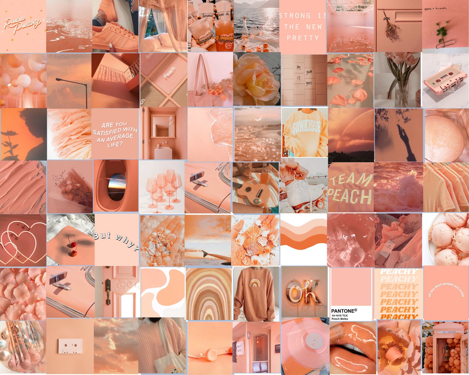 80 Peach Aesthetic Wall Collage Kit Digital Download Etsy Uk
