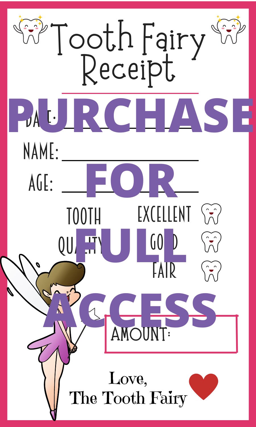 Tooth Fairy Receipt, Printable, Kids - Etsy