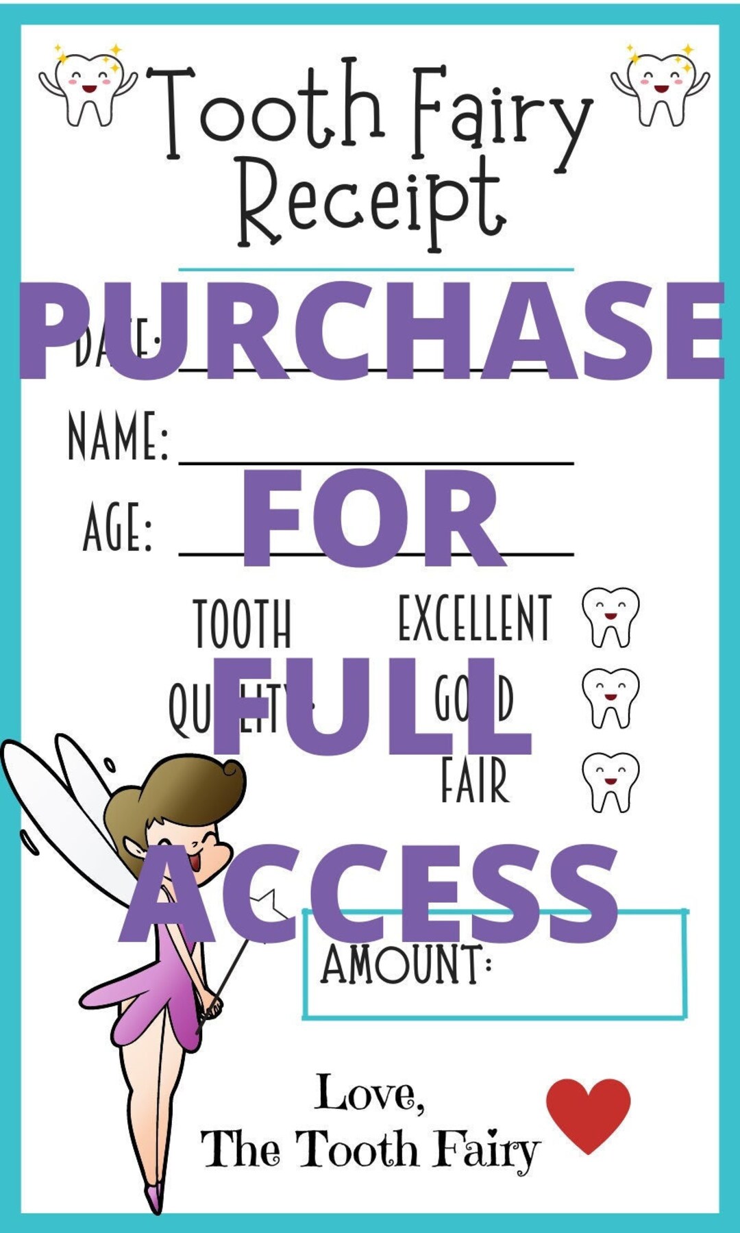 Tooth Fairy Receipt, Printable, Kids - Etsy