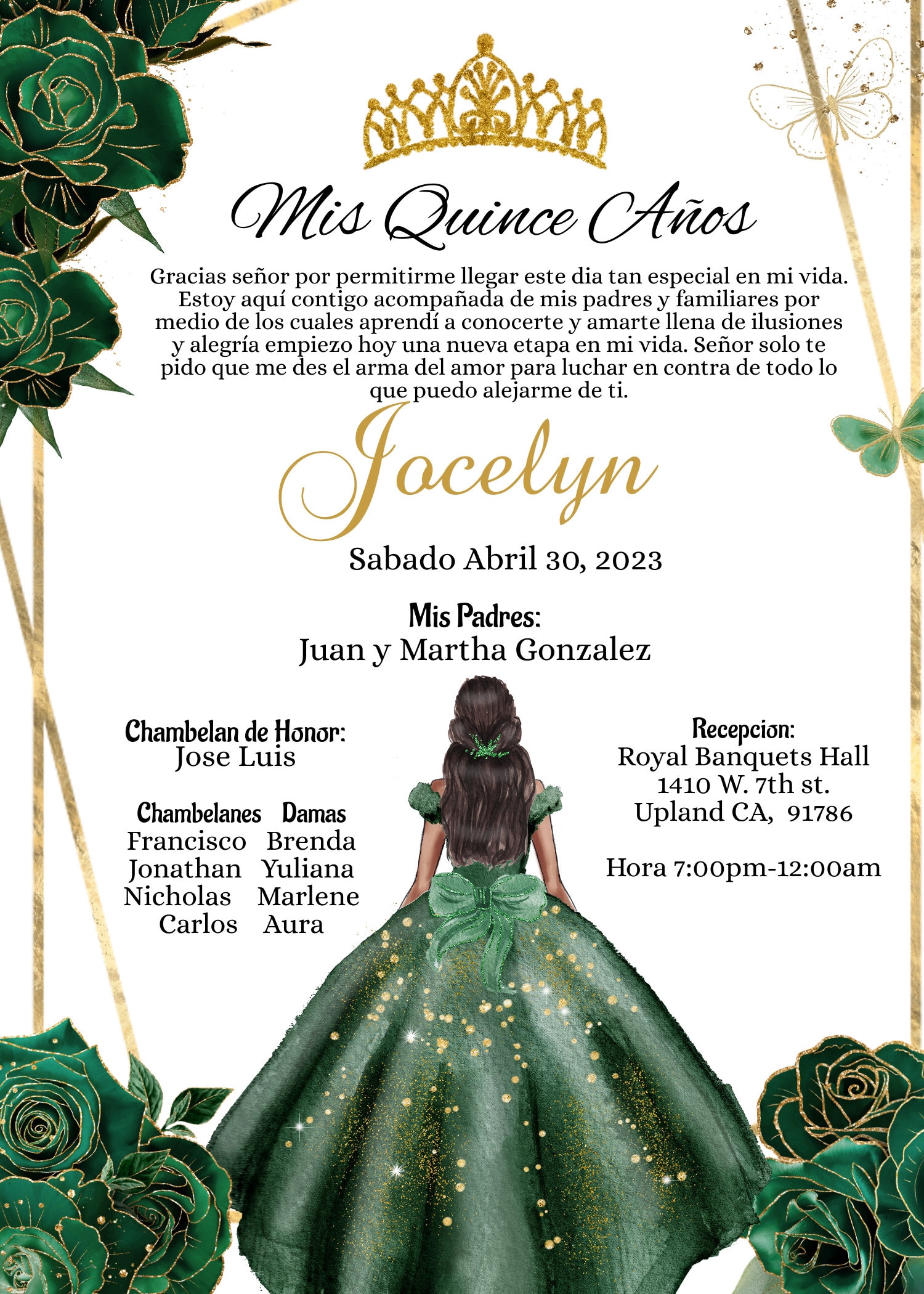 Emerald Green Invitation, Template, Verde Esmeralda Con Mariposa ... Emerald Green Invitation, Template, Verde Esmeralda Con Mariposa ...