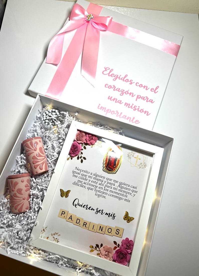 Quieren Ser Mis Padrinos, Vasos De Barro, Padrinos Proposal Box ...