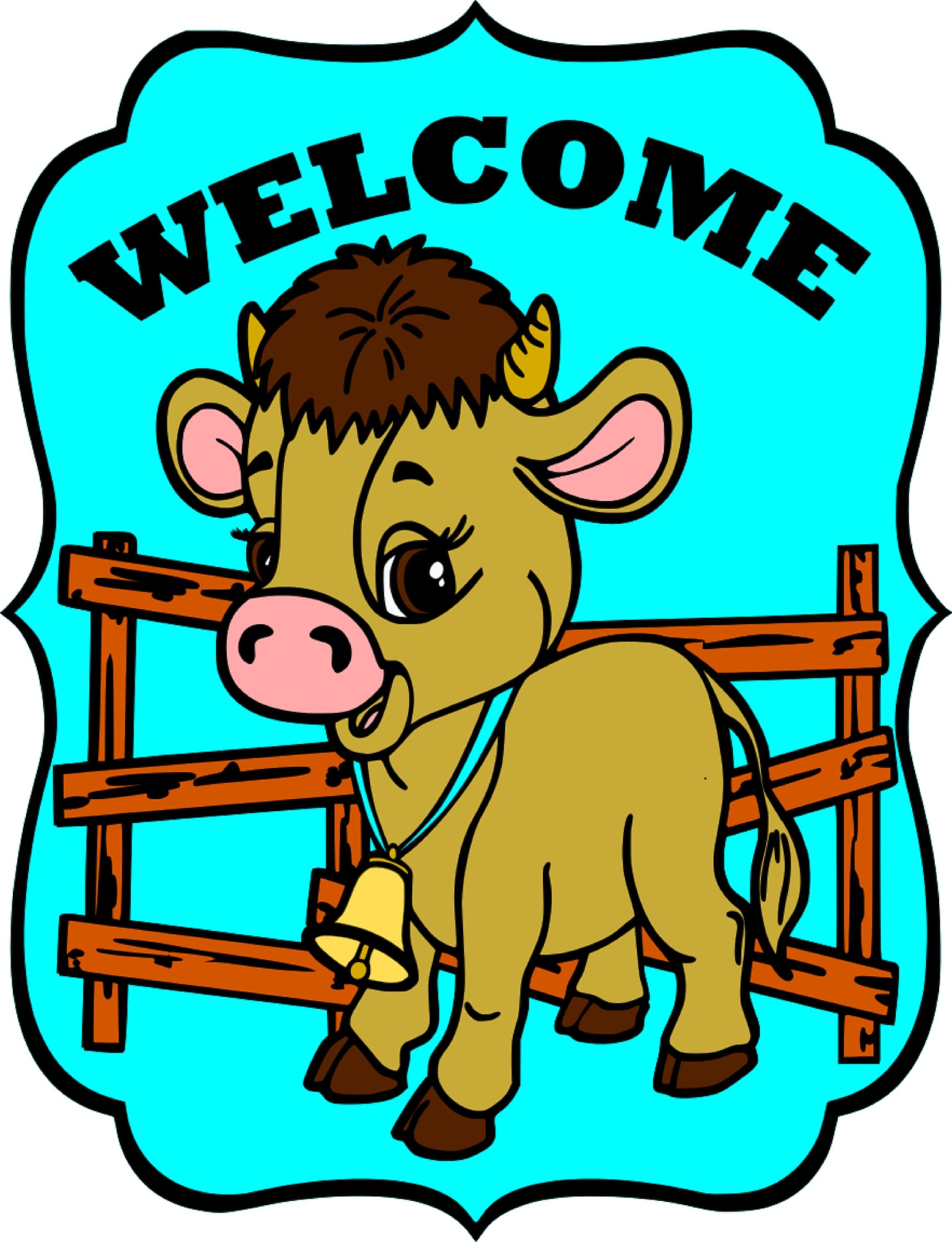 Cute Cow Welcome Door Hanger Template - Etsy