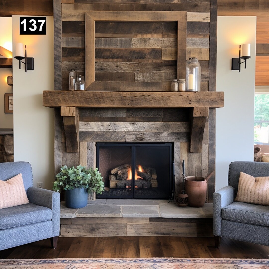 Gorgeous Reclaimed Wood Beam Fireplace Mantel With Wooden Corbels #137 ...
